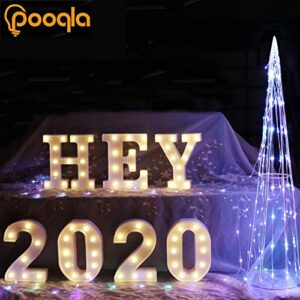 Pooqla Decorative Led Light Up Number Letters, White Plastic Marquee Number Lights Sign Party Wedding Decor Battery Operated Number (1)