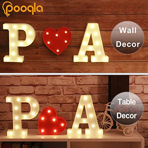 Pooqla Decorative Led Light Up Number Letters, White Plastic Marquee Number Lights Sign Party Wedding Decor Battery Operated Number (1)