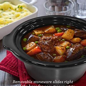 Elite Gourmet MST-275XS Electric Oval Slow Cooker, Adjustable Temp, Entrees, Sauces, Stews & Dips, Dishwasher Safe Glass Lid & Crock (2 Quart, Stainless Steel)