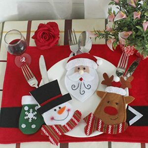 lertree 6pcs christmas snowman tableware holder silverware holder pockets set knife spoon fork bags