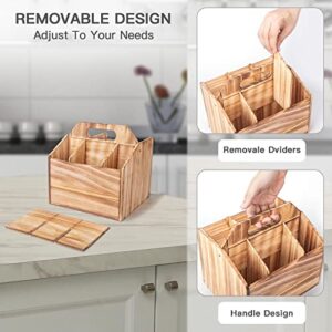 YICOCHI Utensil Holder for Countertop 10 Compartments Wooden