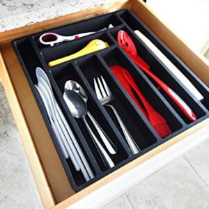 Polar Whale Large Flatware Silverware Drawer Organizer Premium Dividers for Cutlery Forks Knives Spoons Serving Utensils Non-Slip Waterproof Tray Insert 16 X 18 Inches 8 Slot Extra Deep