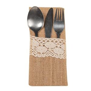 Jucos Burlap Cutlery Silverware Holders Utensil Pouch Knifes Forks Bag for Vintage Natural Farmhouse Wedding Gift (20 pcs in a set)