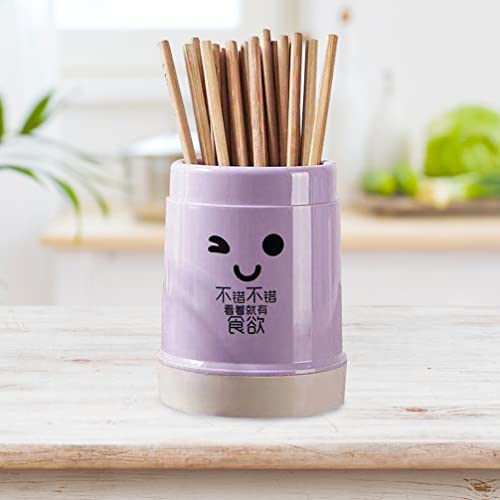 SOLUSTRE Kitchen Utensils Chopsticks Holder with Lid Cutlery Storage Holder Spoon Straw Basket Kitchen Tableware Organizer for Kitchen Countertop Purple 2pcs