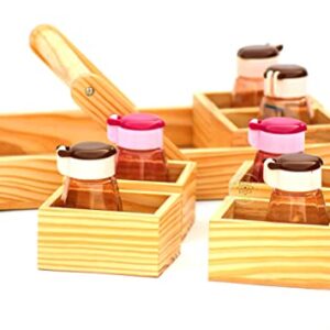 Wood Food Storage Container Wooden Caddy Attached Handle - Holder for Tea Bags, Coffee, Packets, Sugar Sweeteners Wooden caddy crate with handle for souce kitchen cutlery utensil rack holder