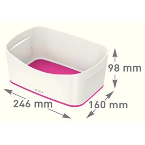 Leitz A5 MyBox Organiser Tray, High Gloss Plastic, White/Pink Metallic;MyBox