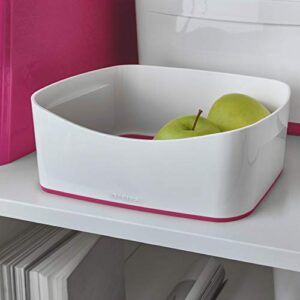 Leitz A5 MyBox Organiser Tray, High Gloss Plastic, White/Pink Metallic;MyBox