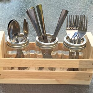 BackyardCedars Modern Farmhouse Flatware Caddy - Silverware Organizer Flatware Organizer - Wooden Silverware Caddy…