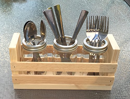 BackyardCedars Modern Farmhouse Flatware Caddy - Silverware Organizer Flatware Organizer - Wooden Silverware Caddy…