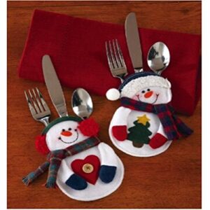 ROBERTS 8PCS Set Christmas Decor Santa Suit Snowman Holder Pocket Dinner Cutlery Bag Tableware Silverware Holders Pockets Home Decoration