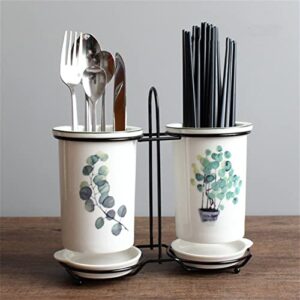 Yalych Utensil Caddy Ceramic Chopstick Holder Storage Box Pen Holder