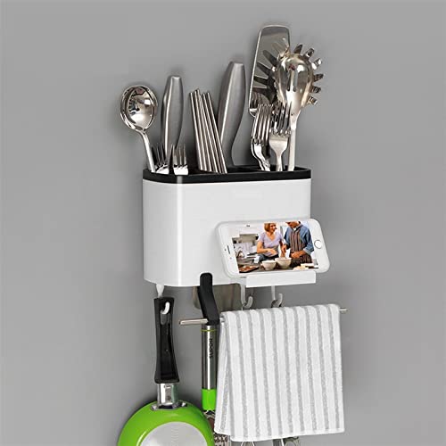 Yalych Utensil Caddy Non Perforated Wall Mounted Drainage Shelf Pen Holder