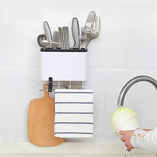 Yalych Utensil Caddy Non Perforated Wall Mounted Drainage Shelf Pen Holder