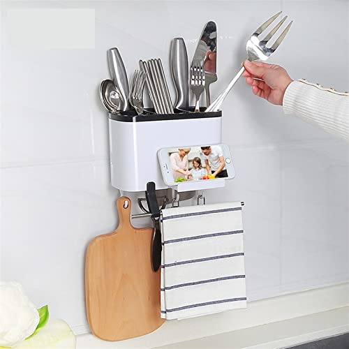 Yalych Utensil Caddy Non Perforated Wall Mounted Drainage Shelf Pen Holder