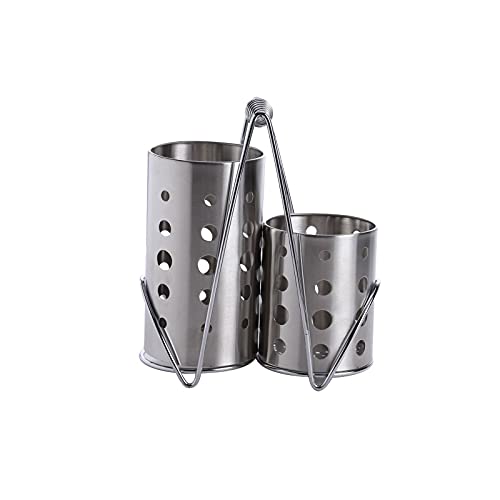 Yalych Utensil Caddy 1 Set of Stainless Steel Household Kitchen Chopsticks Cage Tube Storage Box Drain Rack Pen Holder