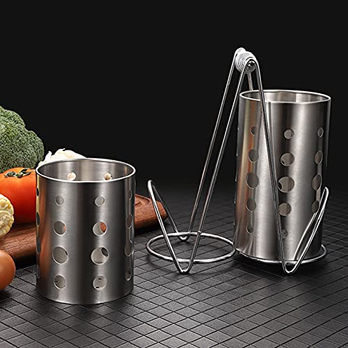 Yalych Utensil Caddy 1 Set of Stainless Steel Household Kitchen Chopsticks Cage Tube Storage Box Drain Rack Pen Holder