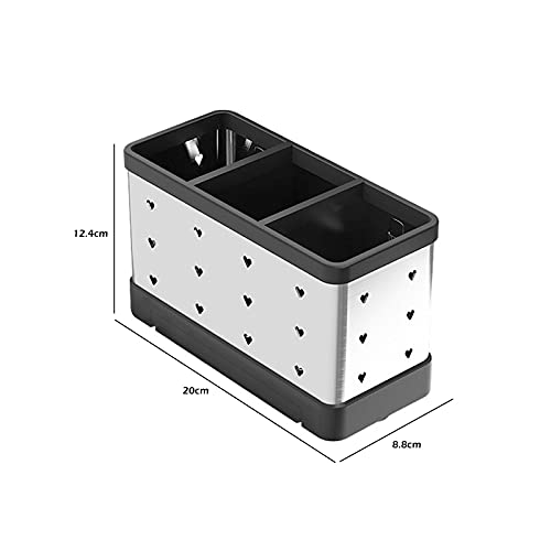 Yalych Utensil Caddy Storage Box Rack Kitchen Tableware Drain Chopstick Cage with Drain Tray Pen Holder