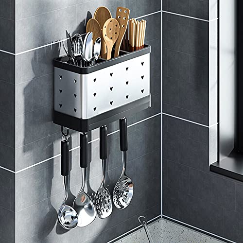 Yalych Utensil Caddy Storage Box Rack Kitchen Tableware Drain Chopstick Cage with Drain Tray Pen Holder