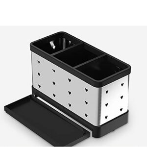 Yalych Utensil Caddy Storage Box Rack Kitchen Tableware Drain Chopstick Cage with Drain Tray Pen Holder