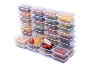 nutribox [40 value pack] single one compartment 24 oz meal prep plastic food storage containers – bpa free reusable lunch bento box with lids – spill proof,microwave, dishwasher and freezer safe