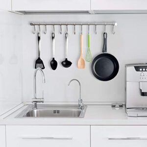 YIHAIXINGWEI Utensil Racks 22Inch Kitchen hanger 304 Stainless Steel Wall Hanging Rail Rod Wall Mount Pot Rack Pans Flatware Storage Organization holder With 12 Sliding Hooks.