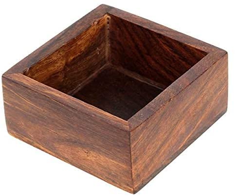 Ajuny Wooden 9 Containers Masala Dabba Spice Box with Glass Lid on Top and Spoon, 5.5x20.5 Cm