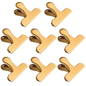 chip bag clips,8 pack large golden stainless steel air tight bag clip perfect for kitchen &office (8 pack)