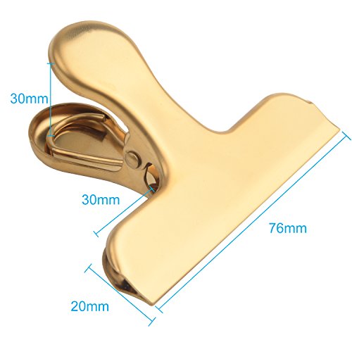 Chip Bag Clips,8 Pack Large Golden Stainless Steel Air Tight Bag Clip Perfect for Kitchen &Office (8 pack)