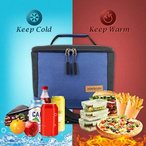 yuzerfortalbe Lunch Bag For Women Adults ，Insulated Lunch Box Leakproof Reusable Lunch Bag With Removable Adjustable Shoulder For Work Picnic School Travel 15 Can (8.5L) Blue