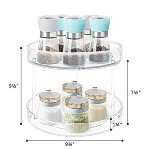 VAEHOLD 2 Tier Lazy Susan Turntable Spice Rack Organizer for Kitchen Cabinet, Farmhouse Tiered Tray Decorative Trays for Fruit, Snacks - Organizer for Cupboard, Pantry, Bathroom, Table