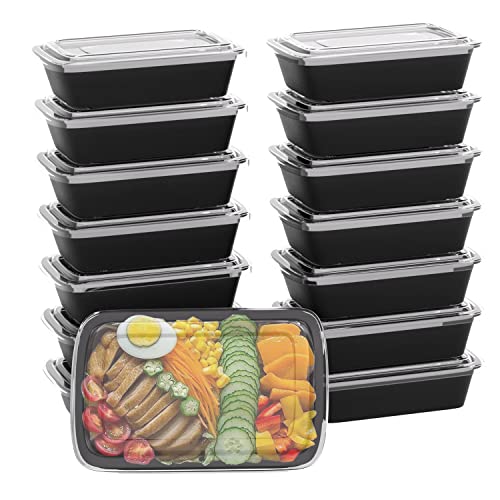 iHomeSet 30 Pack 34 OZ Plastic Meal Prep Containers with Lids, Disposable Food Storage Containers Plastic Bento Boxes for Office, School, Picnics