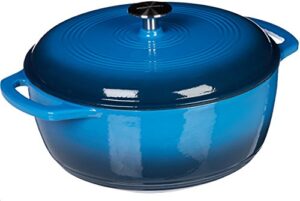 amazon basics enameled cast iron covered dutch oven, 6-quart, blue