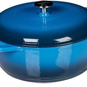 Amazon Basics Enameled Cast Iron Covered Dutch Oven, 6-Quart, Blue