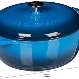 Amazon Basics Enameled Cast Iron Covered Dutch Oven, 6-Quart, Blue