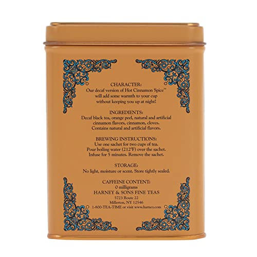 Harney & Sons HT Decaf Hot Cinnamon Tea, 20 Tea Sachets, 1.4 oz (40 g)