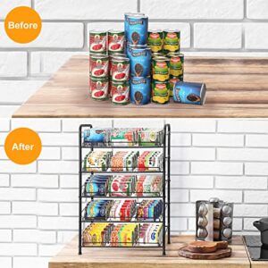 MOOACE Can Organizer for Pantry, Can Rack Organizer Holds up 60 Cans, Can Storage Organizer Rack for Canned food Kitchen Cabinet Pantry Countertop, Black