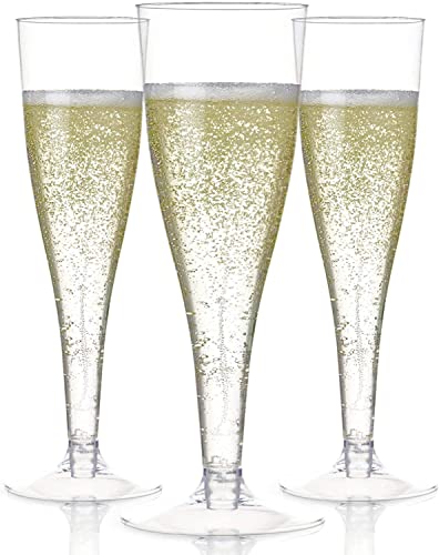 24 Plastic Champagne Flutes Disposable | Clear Plastic Champagne Glasses for Parties | Clear Plastic Cups | Plastic Toasting Glasses | Mimosa Glasses | New Years Eve Party Supplies 2023