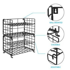 JKsmart Adjustable Water Bottle Organizer,4-Tier Wall-Mounted Water Bottle Holder, Stackable Water Bottle Storage Rack for Kitchen Pantry, Cabinet