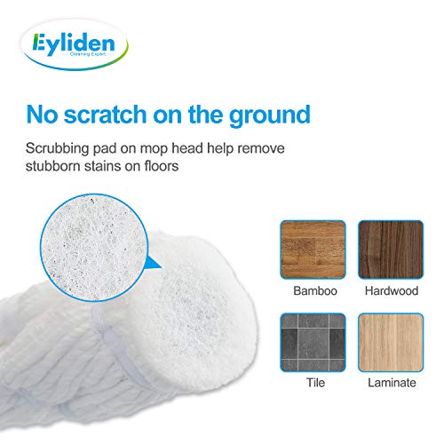 Eyliden Mop with 2 Reusable Heads, Easy Wringing Twist Mop, with 57.5 inch Long Handle, Wet Mops for Floor Cleaning, Commercial Household Clean Hardwood, Vinyl, Tile, and More