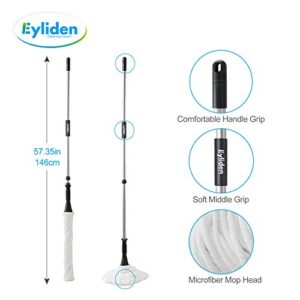 Eyliden Mop with 2 Reusable Heads, Easy Wringing Twist Mop, with 57.5 inch Long Handle, Wet Mops for Floor Cleaning, Commercial Household Clean Hardwood, Vinyl, Tile, and More