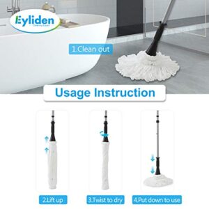 Eyliden Mop with 2 Reusable Heads, Easy Wringing Twist Mop, with 57.5 inch Long Handle, Wet Mops for Floor Cleaning, Commercial Household Clean Hardwood, Vinyl, Tile, and More