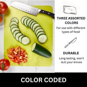 Flexible Plastic Cutting Board Mats set, Colorful Kitchen Cutting Board Set of 3 Colored Mats