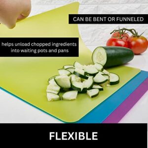 Flexible Plastic Cutting Board Mats set, Colorful Kitchen Cutting Board Set of 3 Colored Mats