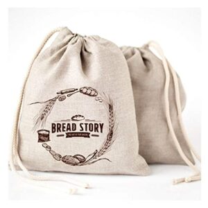 natural linen bread bags – 2-pack large 11 x15 in (30 cm x 40 cm) ideal for homemade bread, reusable food storage, housewarming, wedding gift, storage for artisan bread – bakery & baguette bag