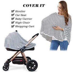 Baby Nursing Cover & Nursing Poncho - Multi Use Cover for Baby Car Seat Canopy, Shopping Cart Cover, Stroller Cover, 360° Full Privacy Breastfeeding Coverage, Baby Shower Gifts for Boy&Girl