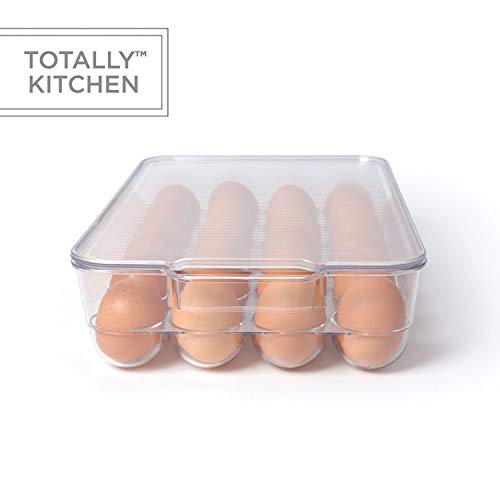 Totally Kitchen Egg Holder for Refrigerator, Fridge Organizers and Storage Clear, BPA-Free Plastic Storage Containers with Lid & Handles, 24 Eggs Tray Bins