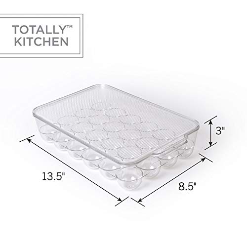 Totally Kitchen Egg Holder for Refrigerator, Fridge Organizers and Storage Clear, BPA-Free Plastic Storage Containers with Lid & Handles, 24 Eggs Tray Bins