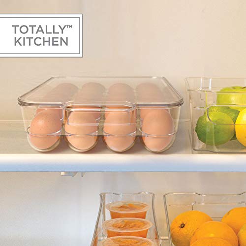 Totally Kitchen Egg Holder for Refrigerator, Fridge Organizers and Storage Clear, BPA-Free Plastic Storage Containers with Lid & Handles, 24 Eggs Tray Bins