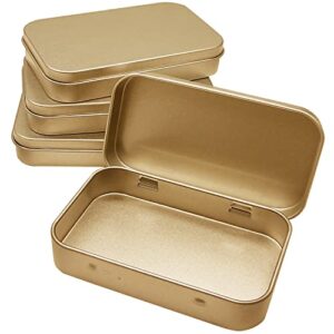 4 pack tin box containers 3.7 x 2.4 x 0.8 inch metal tins storage box with hinge lids, for home storage, outdoor active storage containers, home organizer small tins, gold