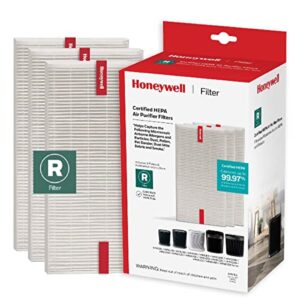 honeywell hepa air purifier filter r, 3-pack for hpa 100/200/300 and 5000 series – airborne allergen air filter targets wildfire/smoke, pollen, pet dander, and dust